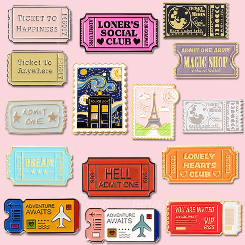 Airline Ticket Enamel Pin Brooch Magic Shop Movie Ticket Lonely Club ...