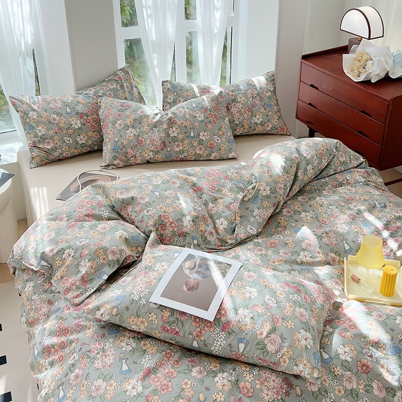 Cadar Bedding Set 100%Pure Cotton Quilt Cover Flat Sheet/Fitted Sheet ...