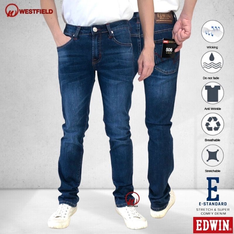 🔥[RED THREATS] EDWIN® E-Standard® MEN'S 506 SLIM FIT JEANS ( 7506 2635 ) | Shopee Malaysia