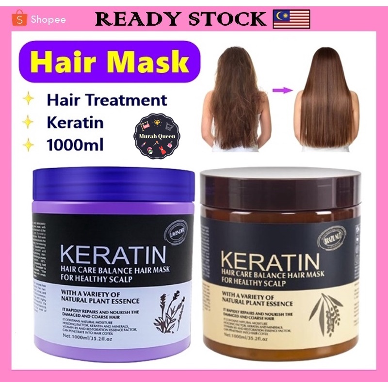 PURE KERATIN Hair Mask Treatment 1000ml Lavender Repair Rambut Rosak ...