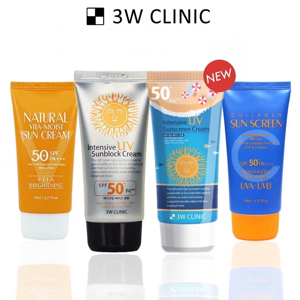 (70ml) 3W Clinic SPF50+PA+++ Intensive UV Sunscreen/ Sun Block Cream / Natural Vita Moist Sun ...