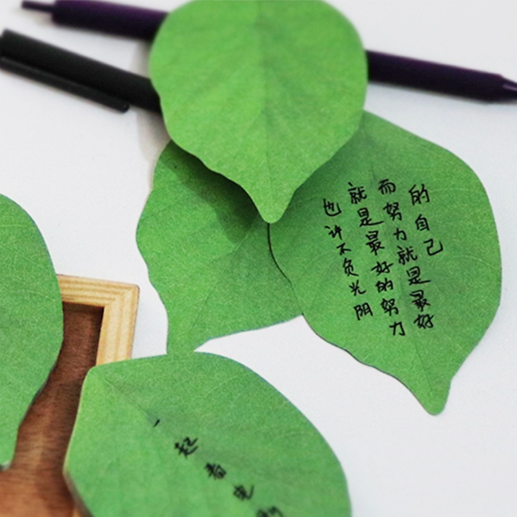 Y&X 50 Sheets Korean Ins Leaf Sticky Notes Pad Tearable Stick Office ...