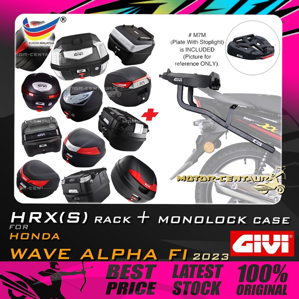 SET KOMBO KOTAK/BOX GIVI B27/B270/B32/B33/B42/B45 TOP CASE +GIVI HONDA WAVE 110 ALPHA α FI 2023 ...