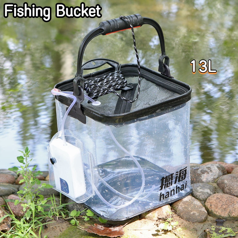 Foldable Fishing Bucket - Strong, Leak-Proof & Fresh Oxygen Design ...