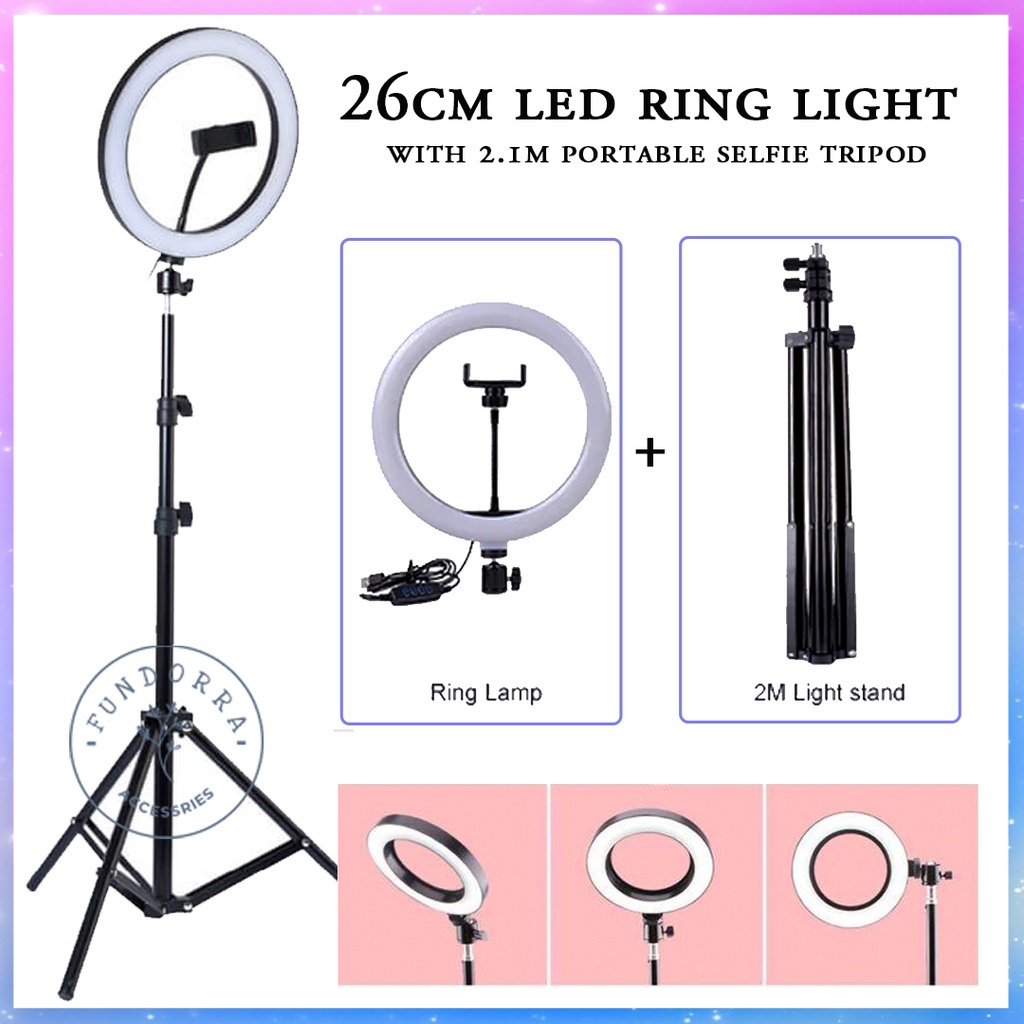 26CM / 30CM / 33CM LED Ring Light With 210CM Tripod Stand and Phone ...