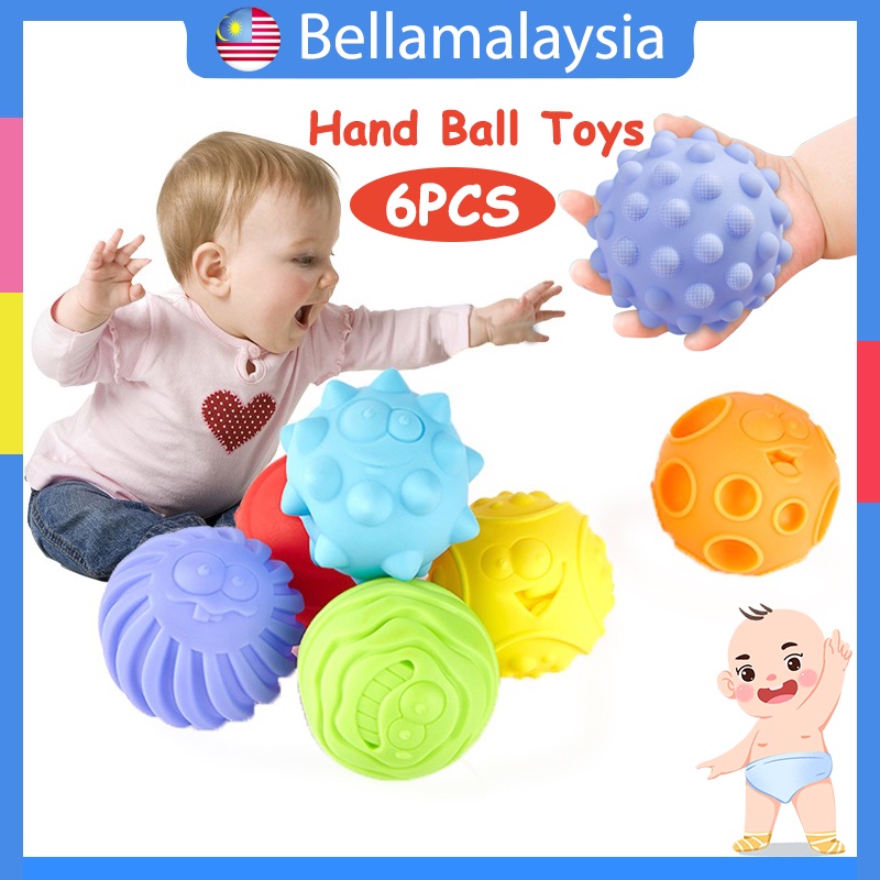 Bella 6pcs Baby Sensory Touch Hand Ball Toys Rubber Textured For ...