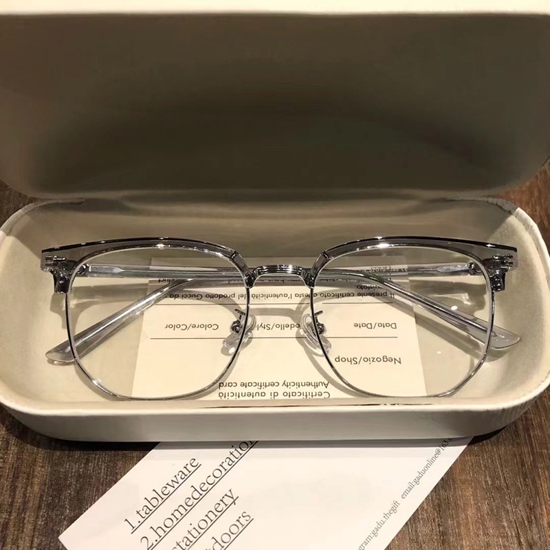 Fashion half frame glasses men's and women's same anti-blue light ...