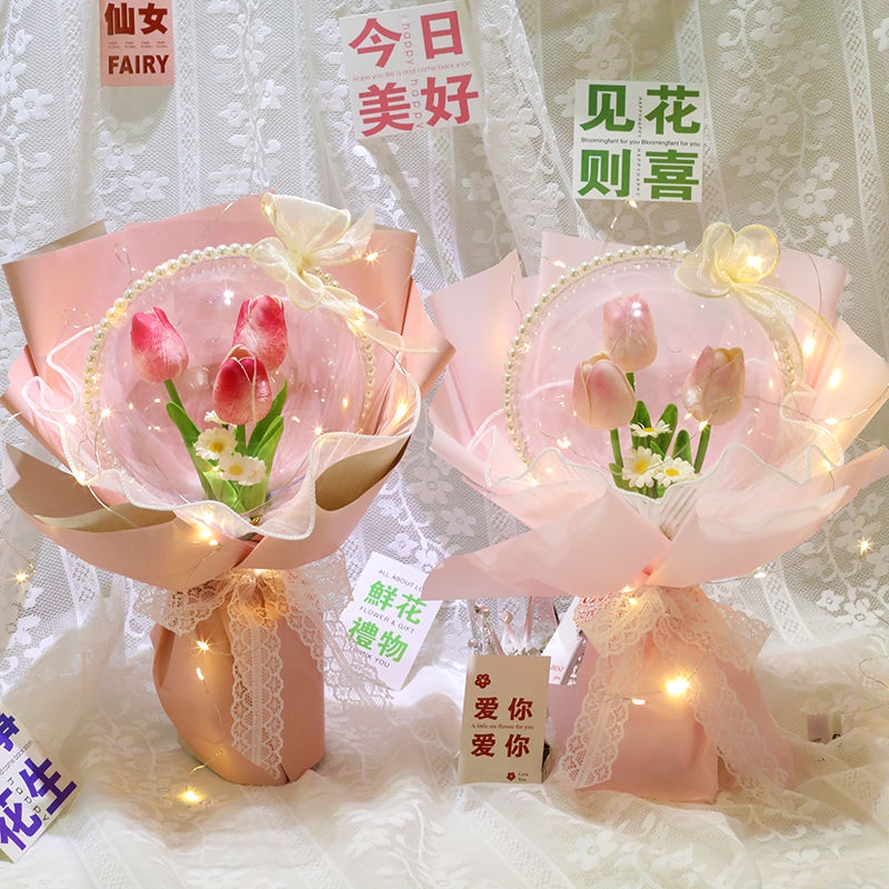 Couple Birthday Gifts Valentine's Day Mother's Graduation Dried Flowers Preserved Tulip ...