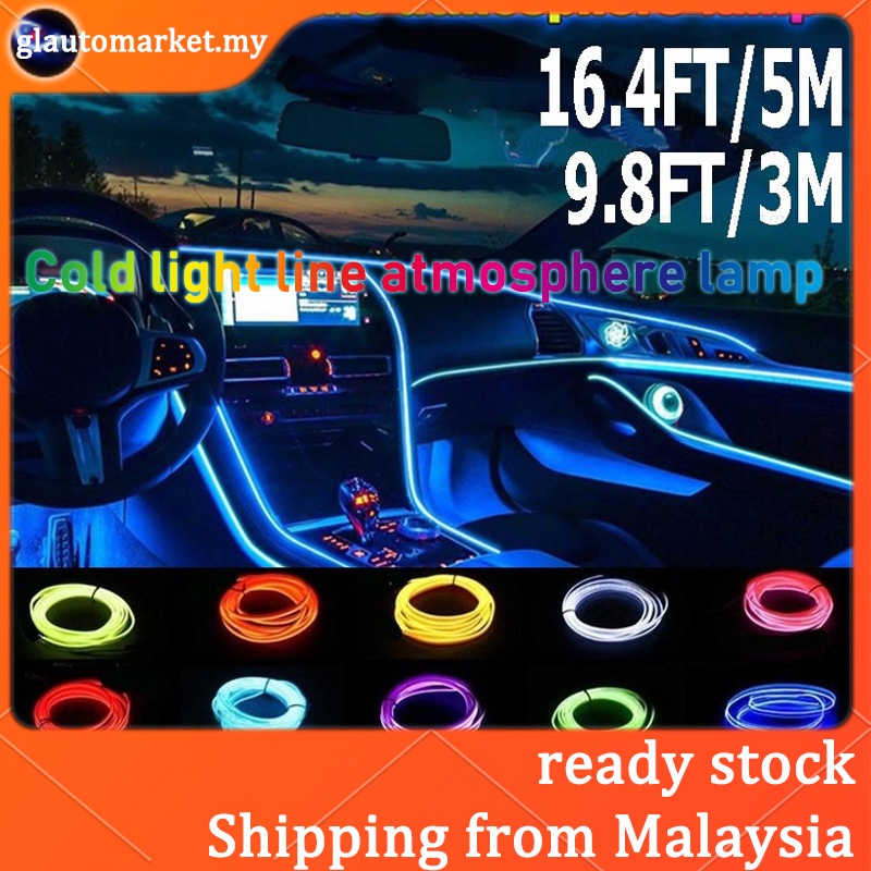 16.4FT 5Meters Car Interior Lighting Auto LED Strip EL Wire Rope Auto ...
