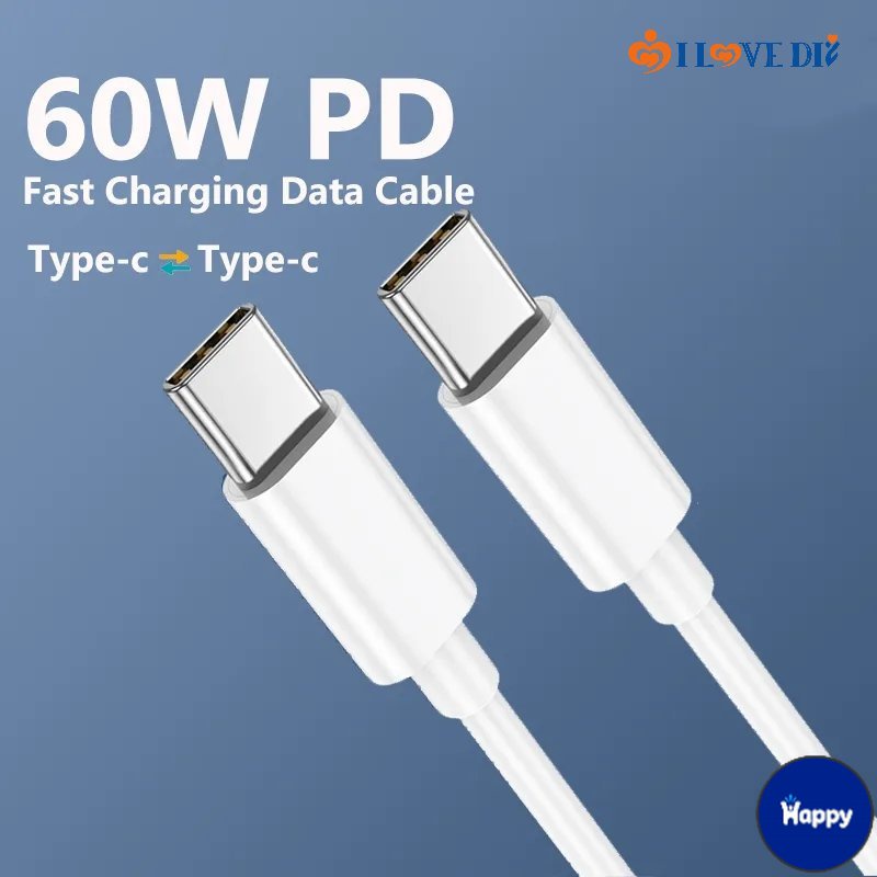 HS 1m/1.5m/2m Practical Double Type-C Interfaces Transfer Cable ...