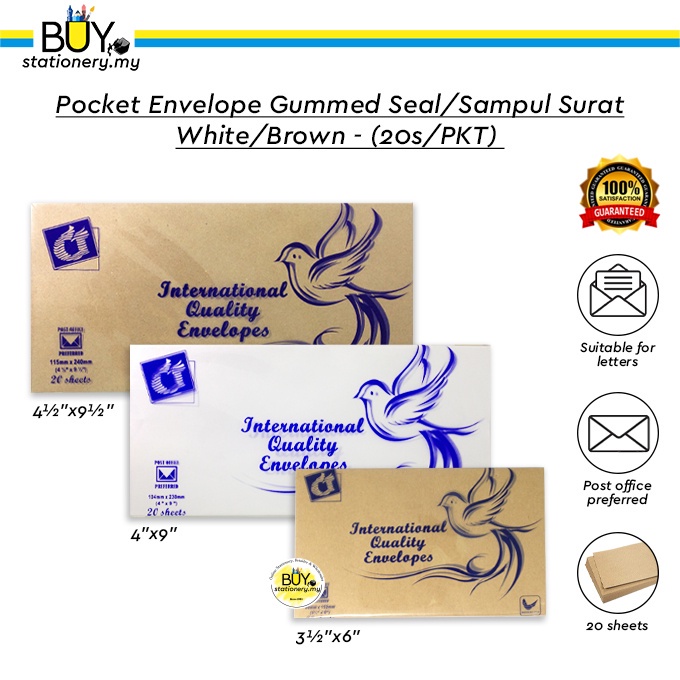 White / Brown Envelope Pocket Envelope Gum Seal Sealed Sampul Surat ...