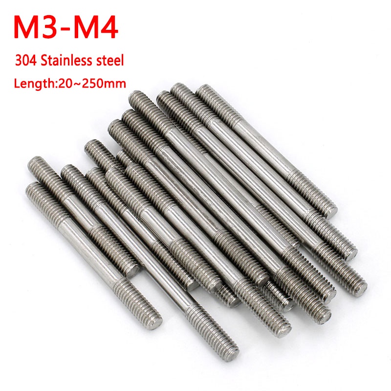 Double End Thread Rod M3 M4 304 A2 Stainless Steel Headless Stud Bolts Screw Rod Tooth Stick ...
