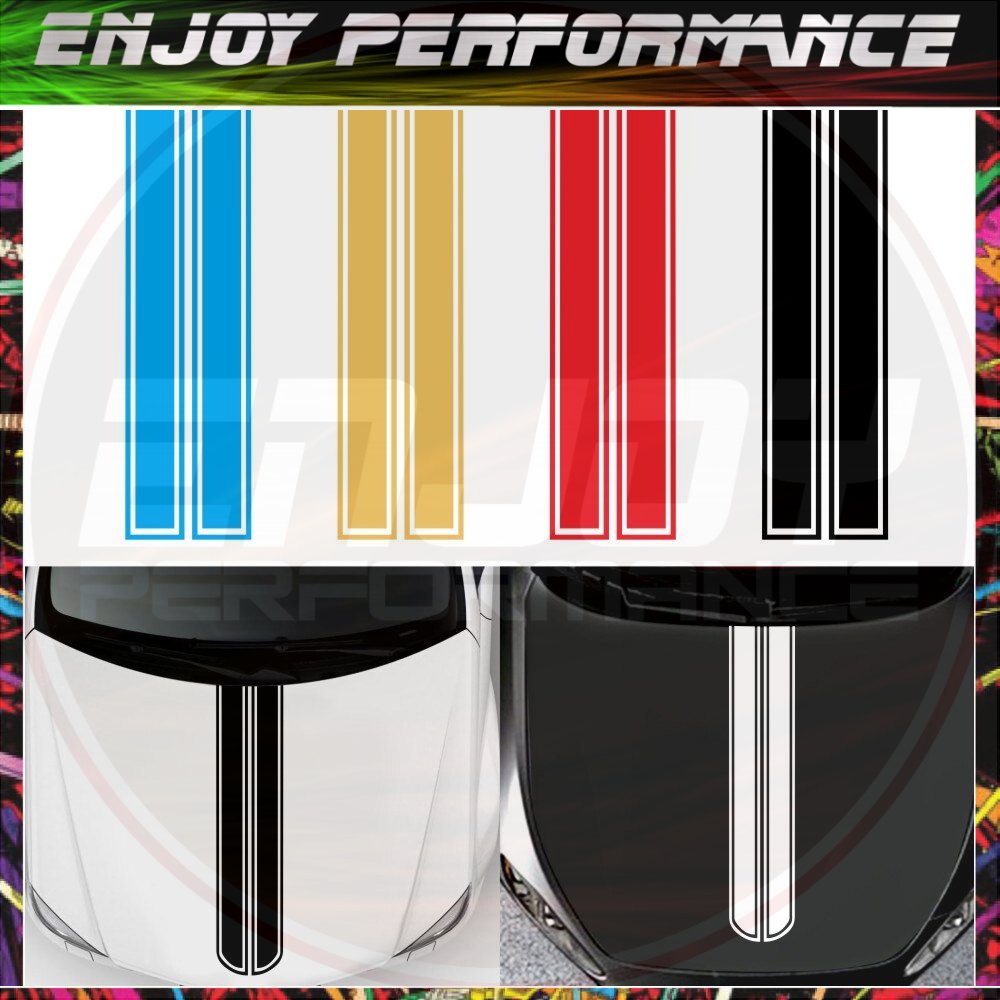 Fashionable stripe car stickers to decorate the hood motor racing ...
