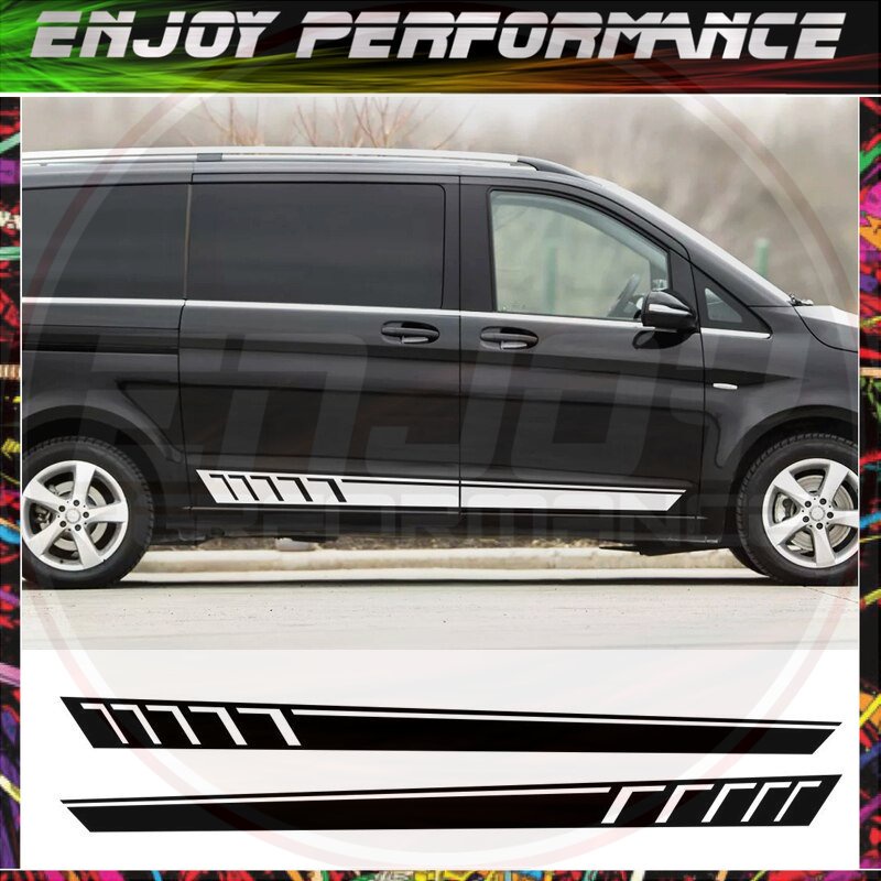 Car Body Door Side Skirt Sticker For-Mercedes Benz Metri Racing Sport ...