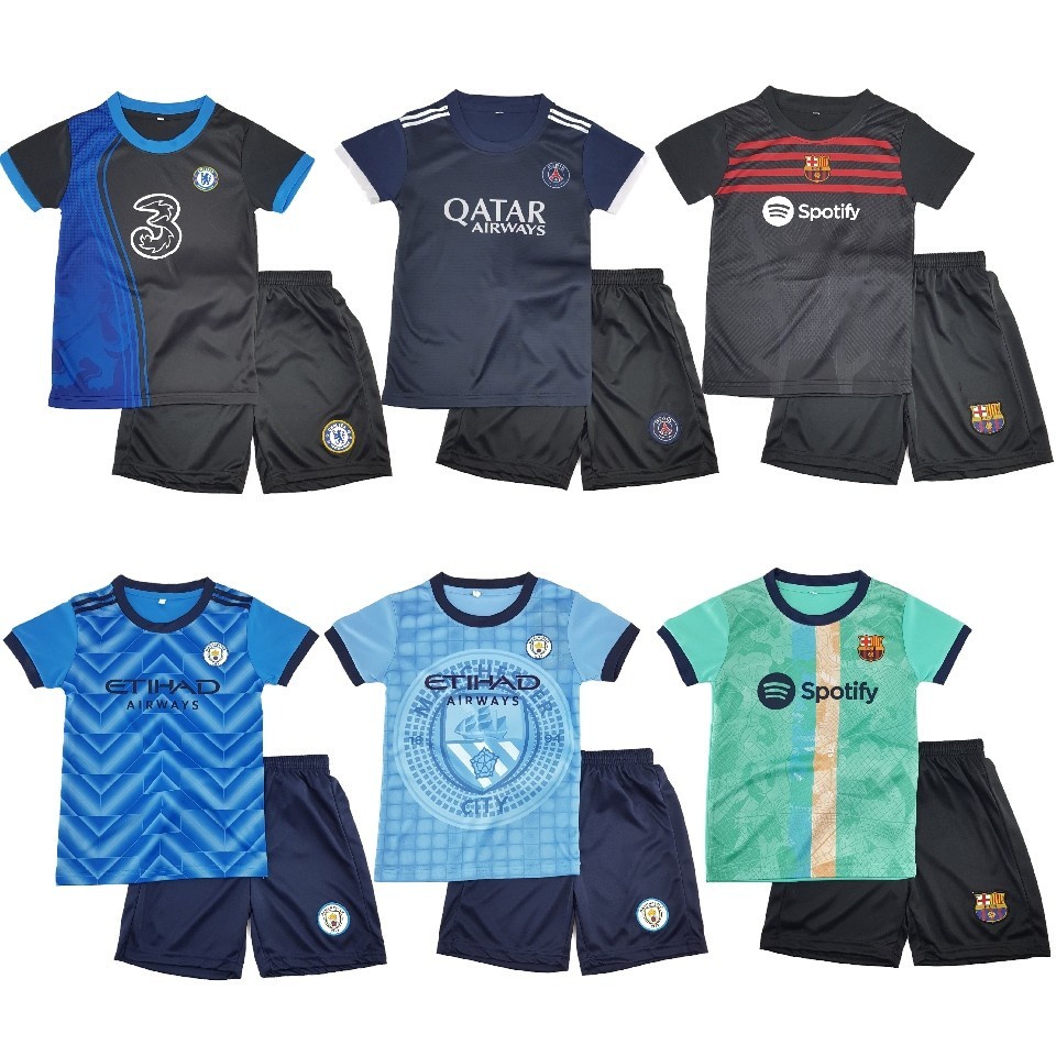 Kids Sport Jersey Set Football Club Print | Baju Set Kasual Kelab Bola ...