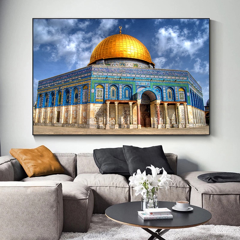 Masjid Al Aqsa and Dome of The Rock Canvas Painting Realist Mosque ...