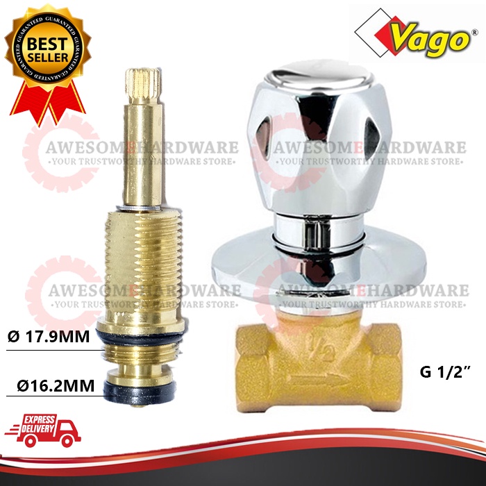 VAGO VG3700 1/2" CHROMED ABS CONCEALED STOPCOCK WATER VALVE PILI AIR ...