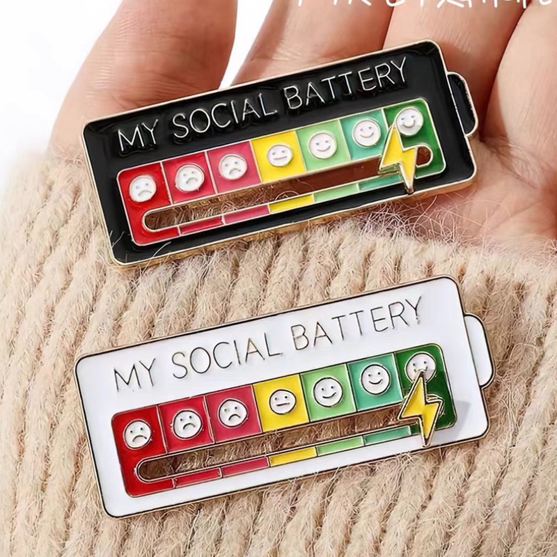 Hot Emotions Enamel Pins Funny My Social Battery Mood Tracker Metal ...