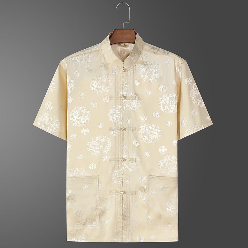 Ready Stock 唐装男短袖汉服福字圆龙古装 Men Samfu Traditional Short Sleeve Baju ...