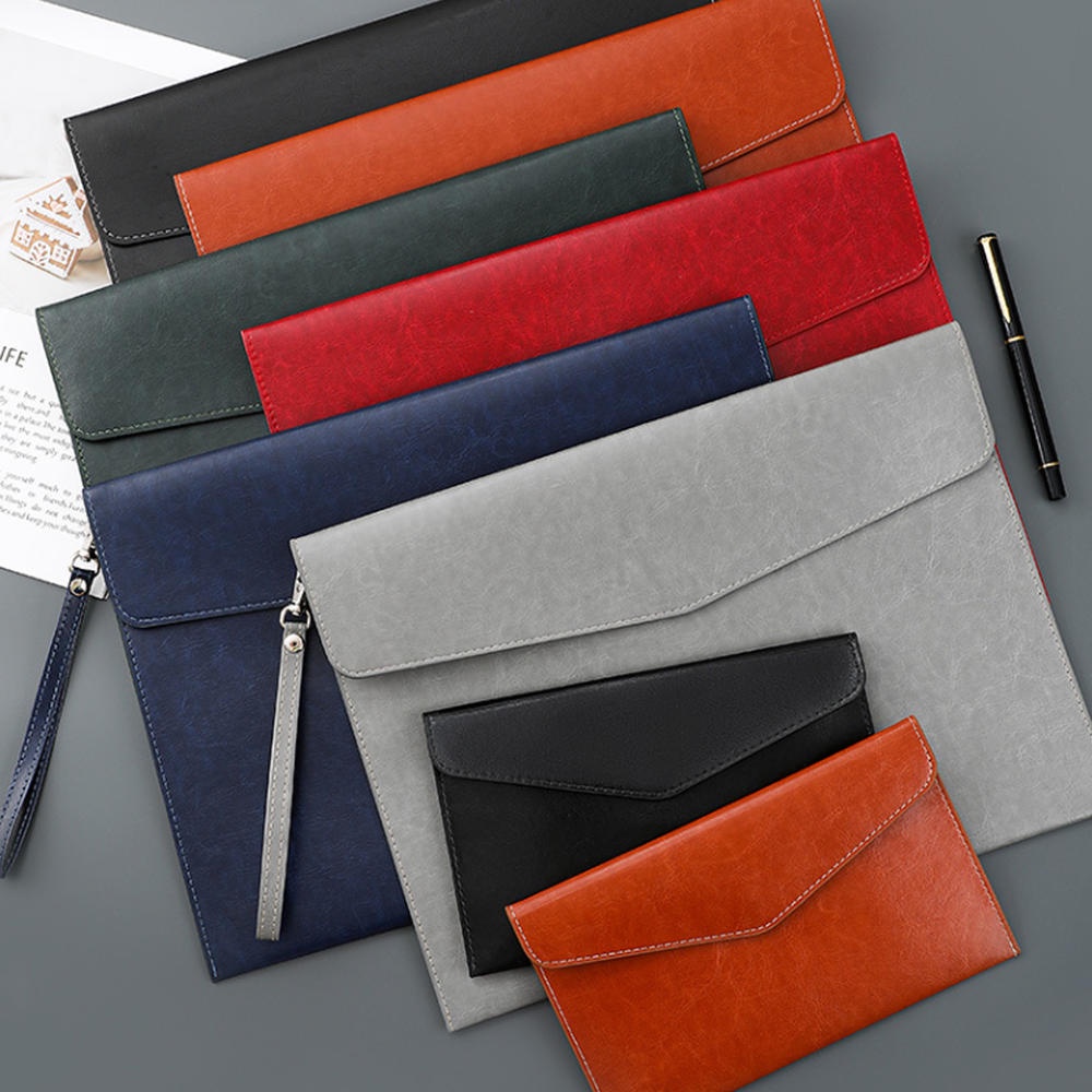 PVC Waterproof Storage Bag A4 Business Leather Document Bag Large ...