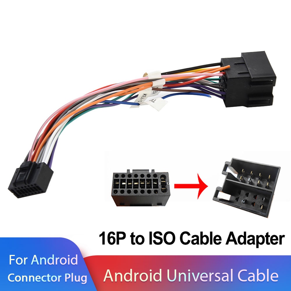 Car Head Unit Wire Harness Adapter for 2 Din Car Android Player ISO VW ...