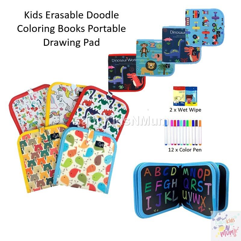 Kids Erasable Doodle Coloring Books Portable Drawing Pad Toys Writing ...