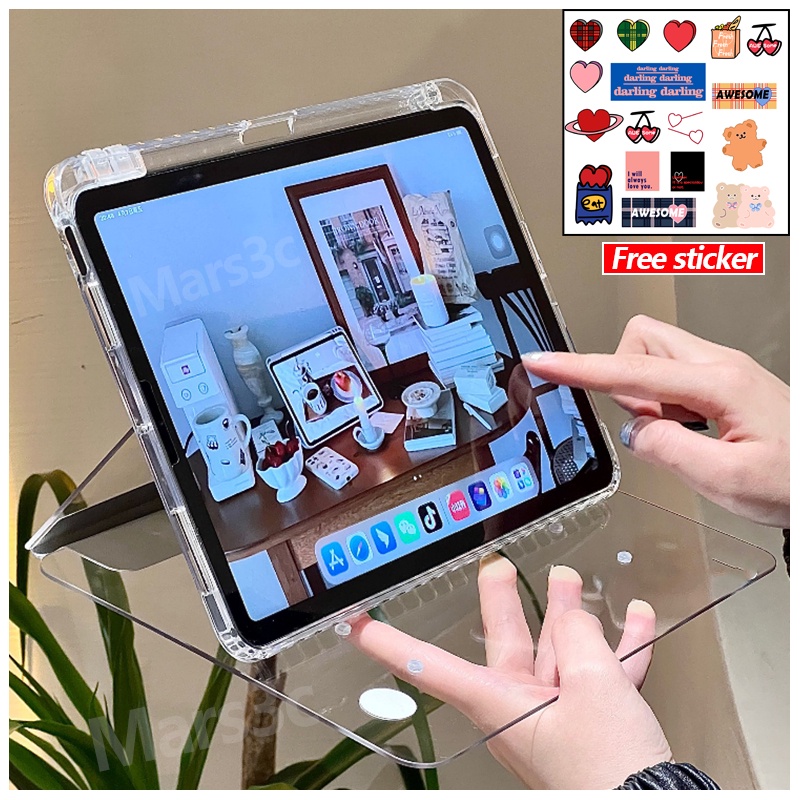 New 360 Rotating Stand Transparent Crystal Acrylic Case Protective ...