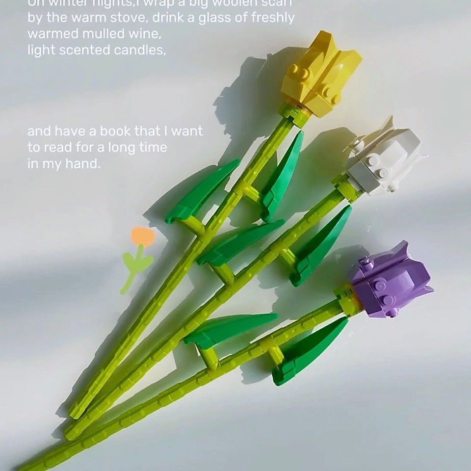 🔥M'sia Stock 🔥 3pcs Tulip Flower Building Blocks Daffodils Decorations ...