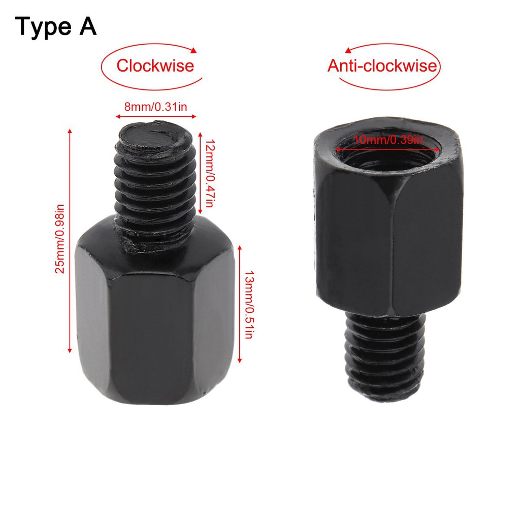 1pc 8mm to 10mm Clockwise and Counterclockwise Motorcycle Rearview ...