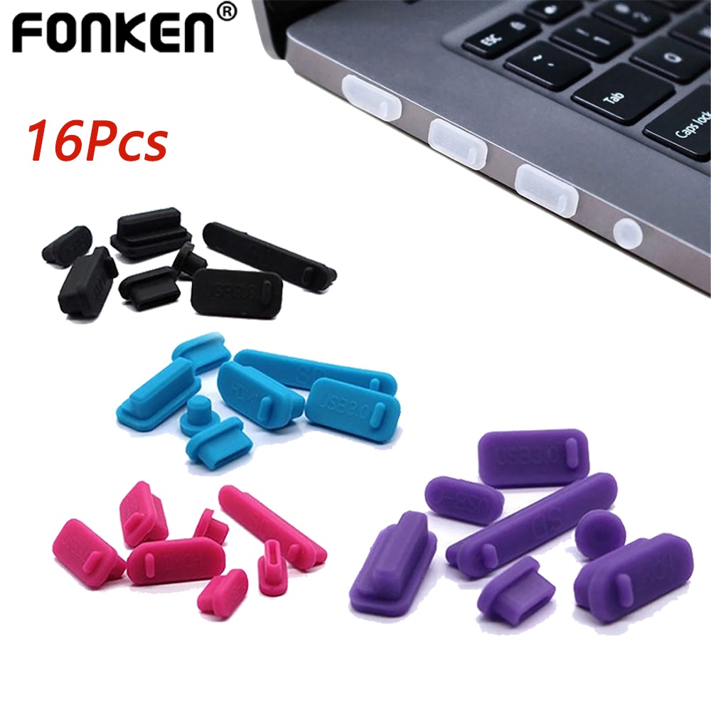 Fonken 16pcs Silicone Anti Dust Plug Cover Stopper Laptop Dustproof USB ...
