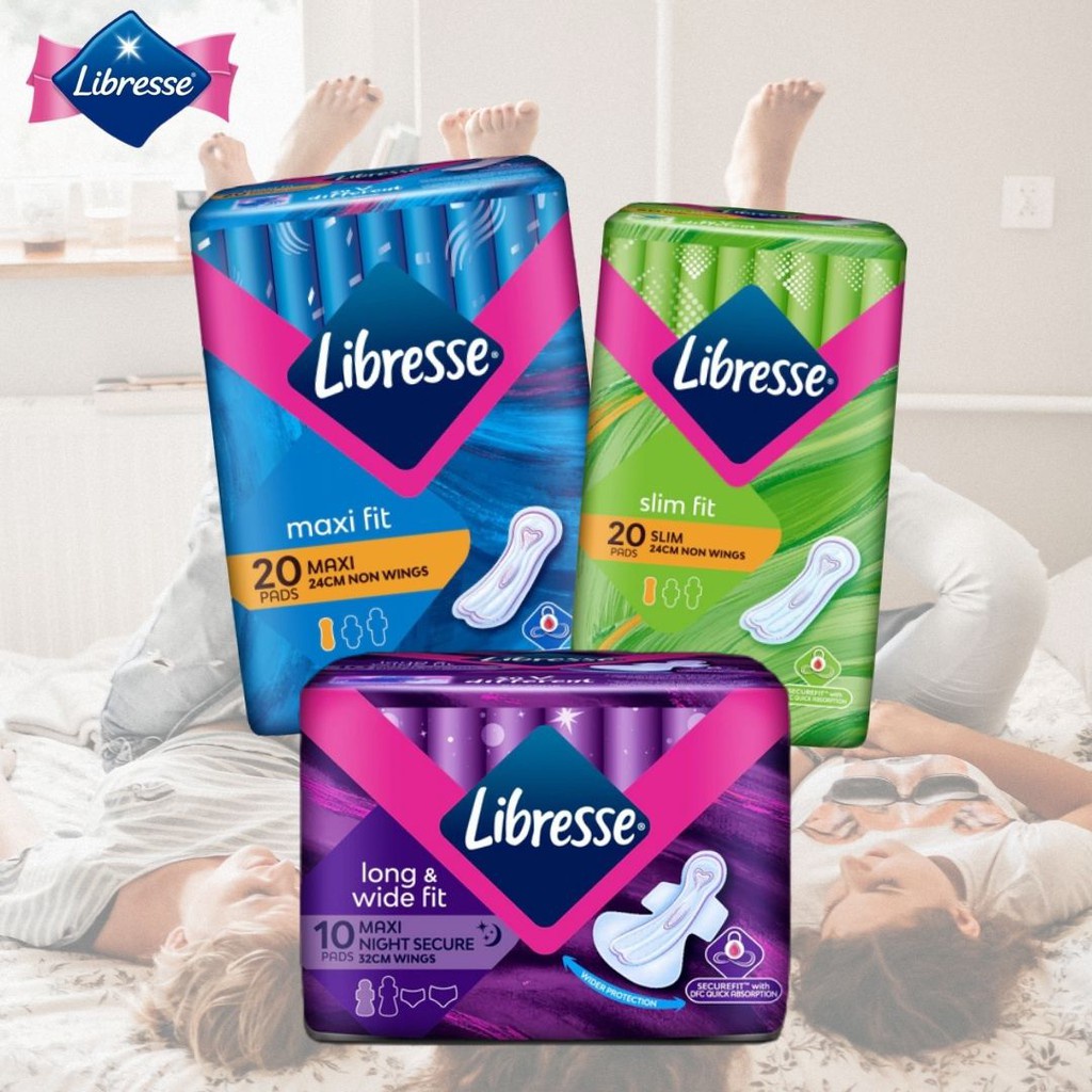 LIBRESSE MAXI FIT NIGHT WING/NON WING/NIGHT SECURE 24CM/32CM SLIM FIT ...