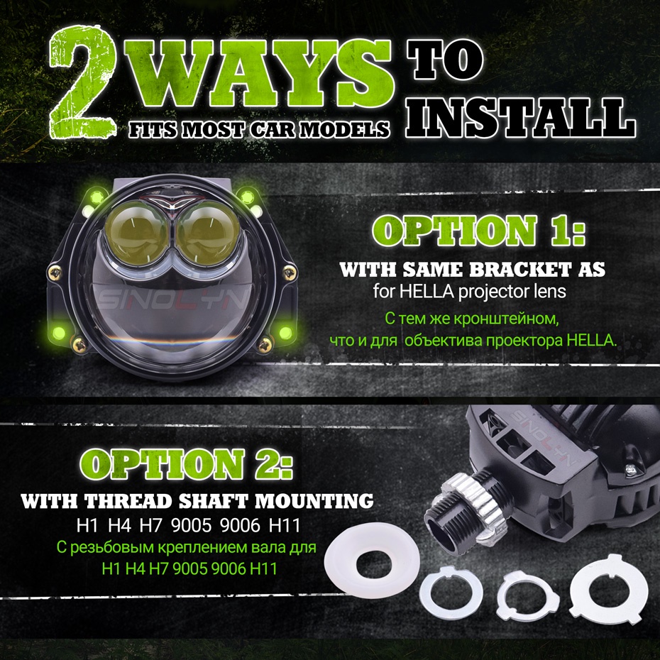 3" 140W Double Hyperboloid Bi LED Projector Headlamp Lens Hella 3R G5 ...