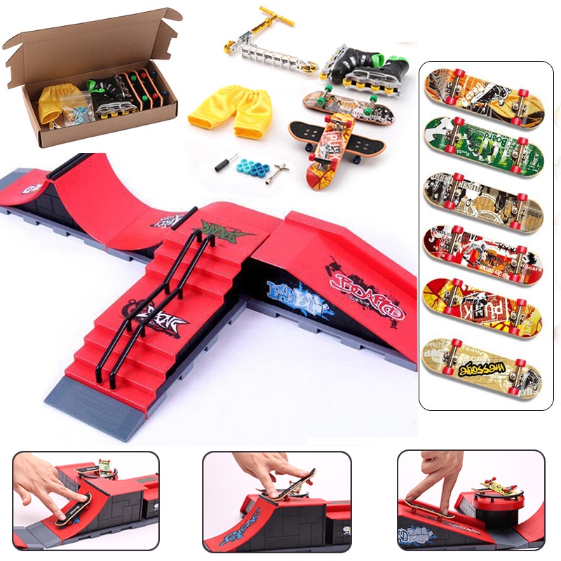 Mini Fingerboard Set Children Finger Skateboards Park Toy Plastic ...