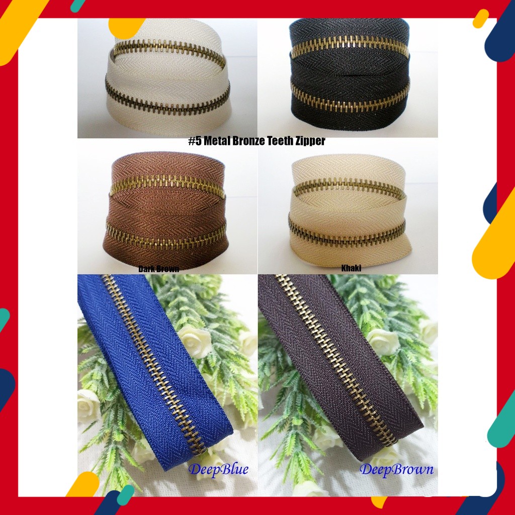 Size #5 METAL Bronze Teeth Zipper Metal Zip Besi by Yard *Zip Potong ...