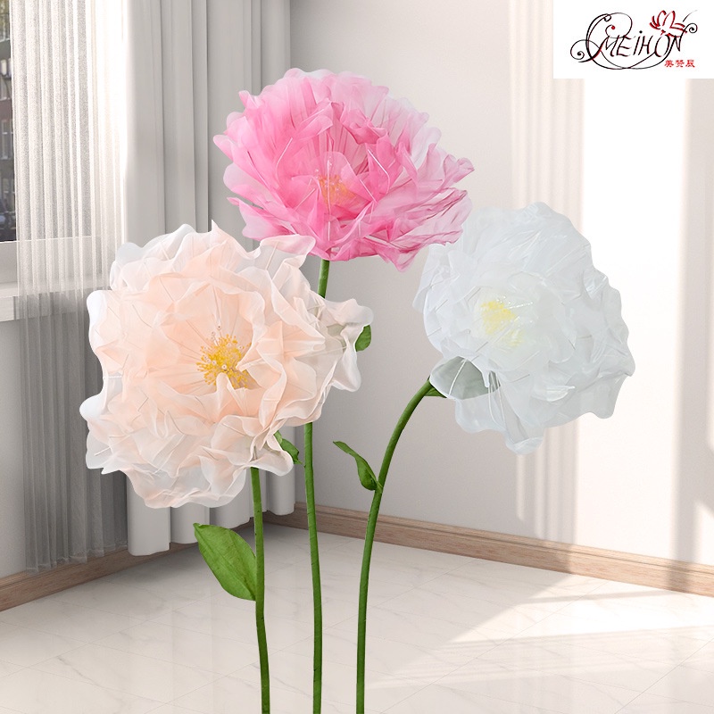 75cm Gauze flower simulation peony peony big flower handmade flower ...