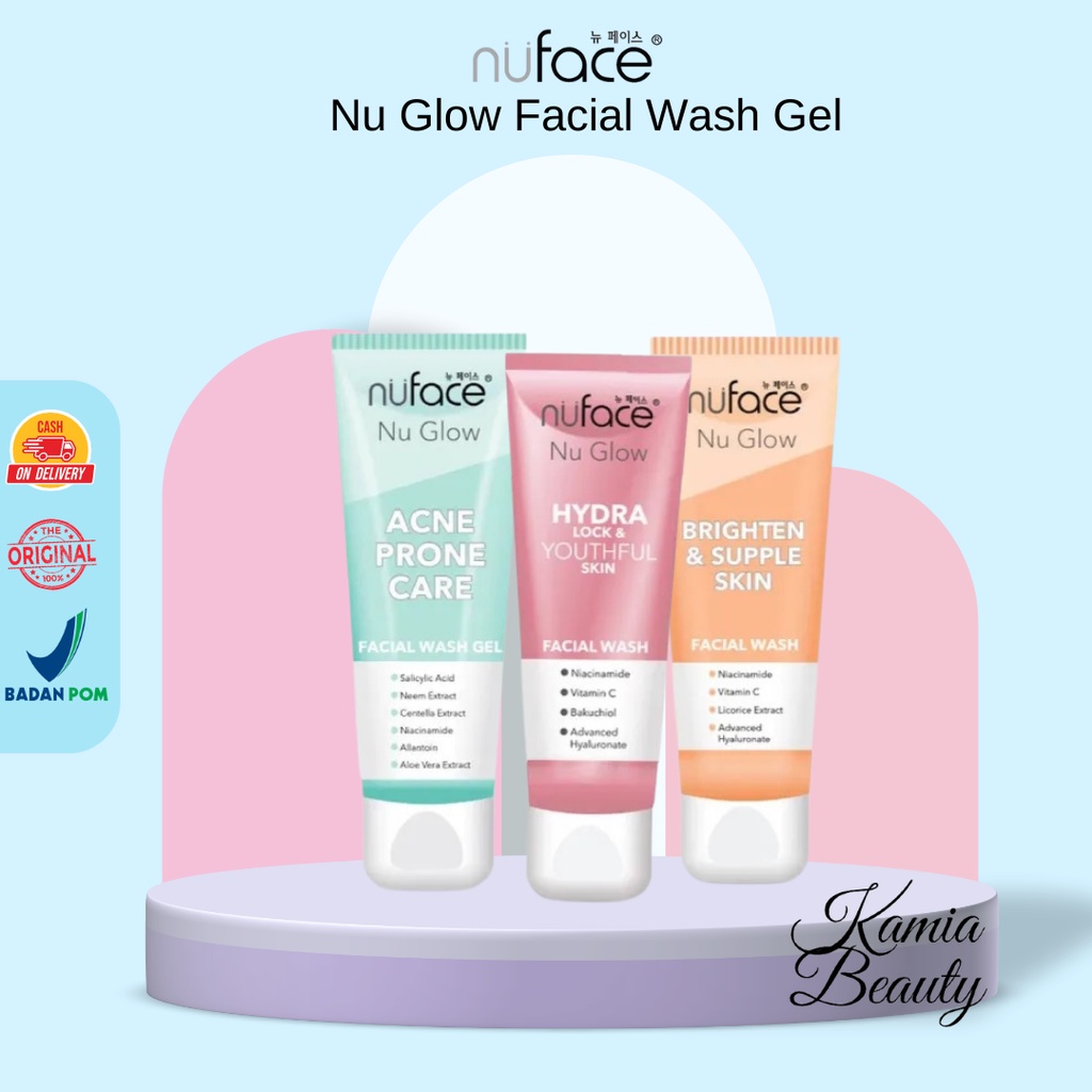 Kamia Nuface Nu Glow Facial Wash Gel -Nu Face Wash Soap 80gr | Shopee ...