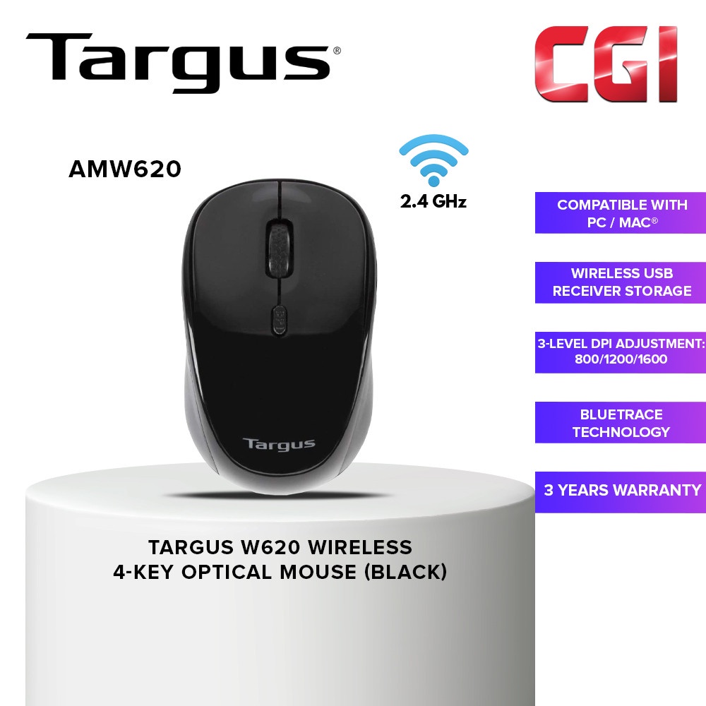 Targus W620 Optical 4-Key BlueTrace Mouse - Black (AMW620) | Shopee ...