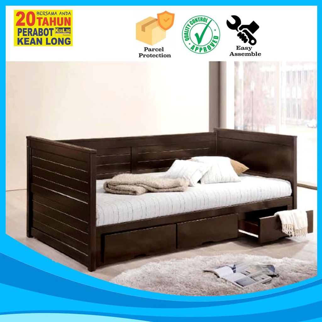 KLSB Day Bed Frame / Single Bed Frame / Solid Wood/ Katil Kayu Single ...