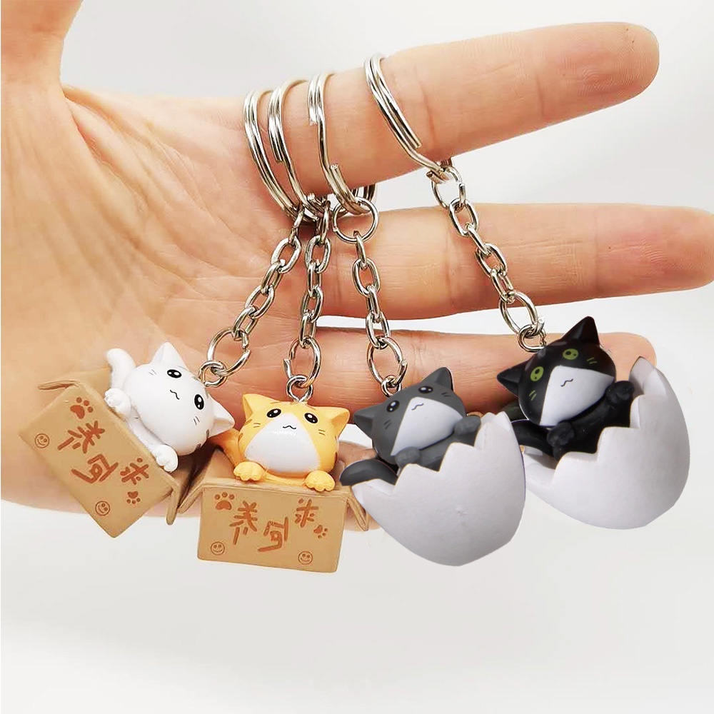 Lovely 3D Cat Acrylic Keychain Cartoon Animal Keyrings Creative Bag ...