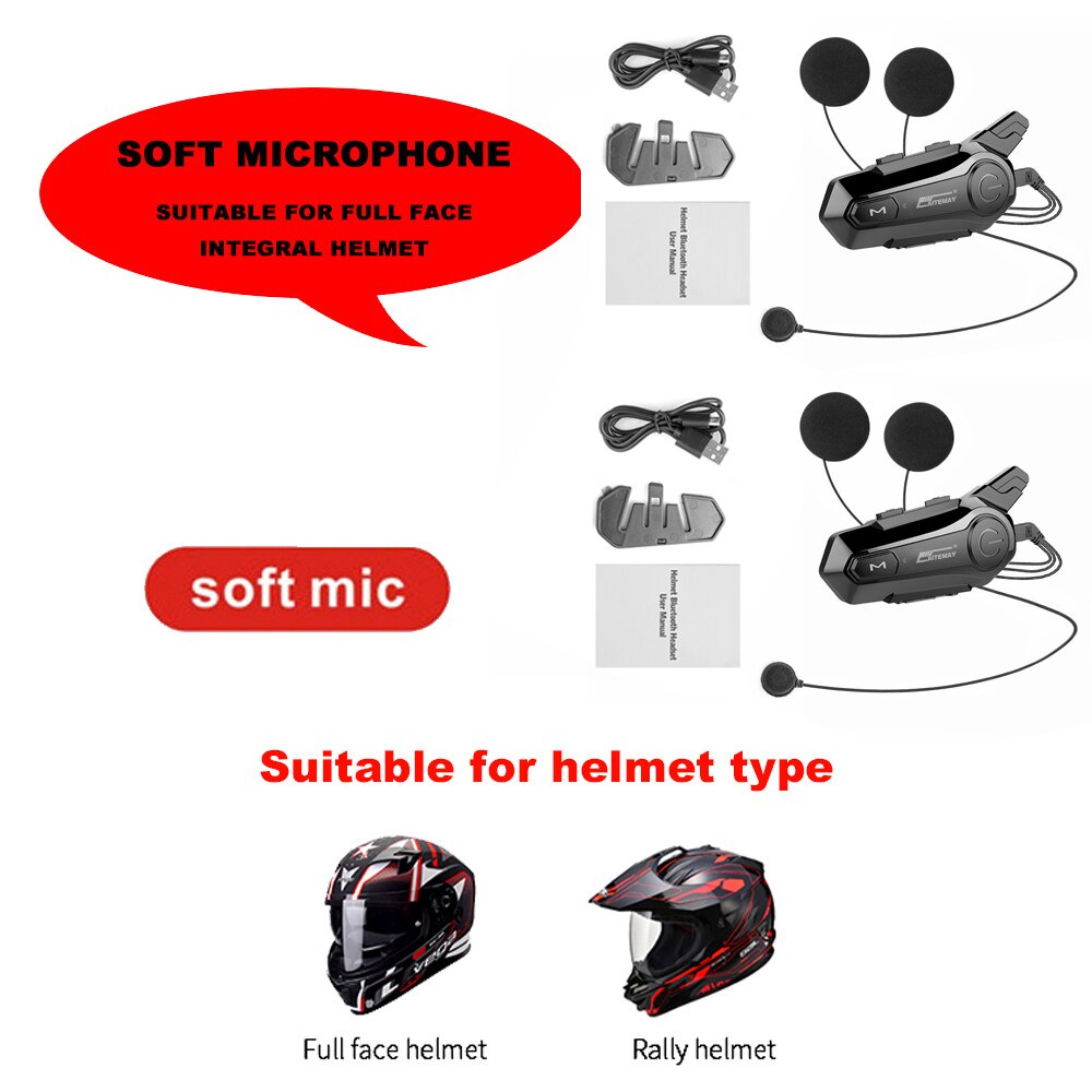 Kebidumei Motorcycle Bluetooth Intercom Helmet Headset Intercomunicador ...