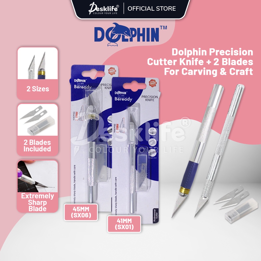 Desklife Dolphin Precision Cutter Knife Pen Knife Blade + 2 Blades for ...