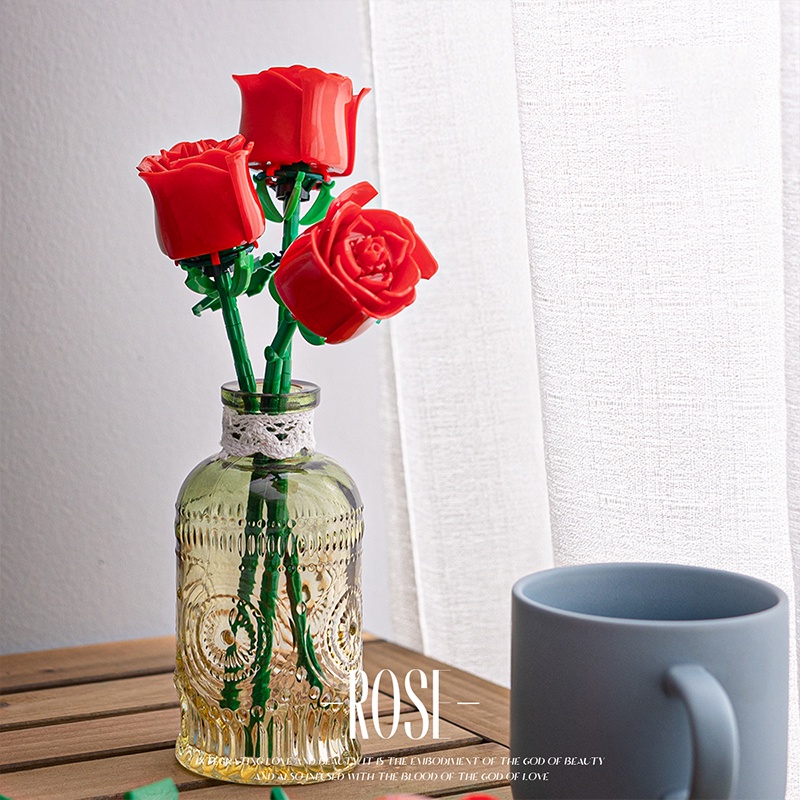 Rose block brick flower brick building block Kids Toys DIY Small ...