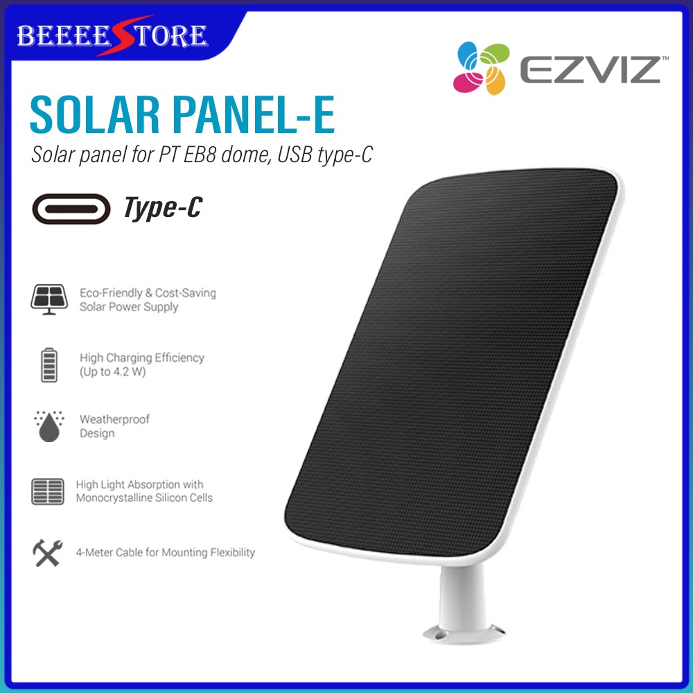 EZVIZ Solar Charging Panel-E (TYPE C) Compatible with EB8 4G 3MP ...