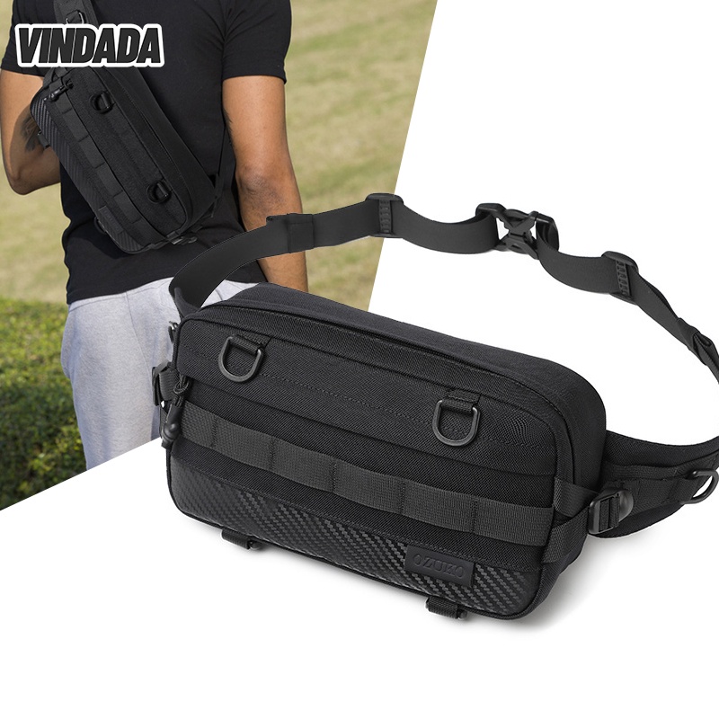 Ozuko Tactical Waist Bag Military Style Chest Bag Men Carbon Fiber ...