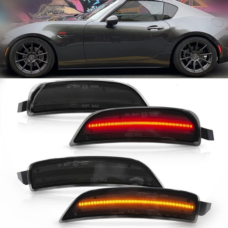 For 2016-2022 Mazda MX-5 Miata LED Front Rear Side Marker Light Smoked ...