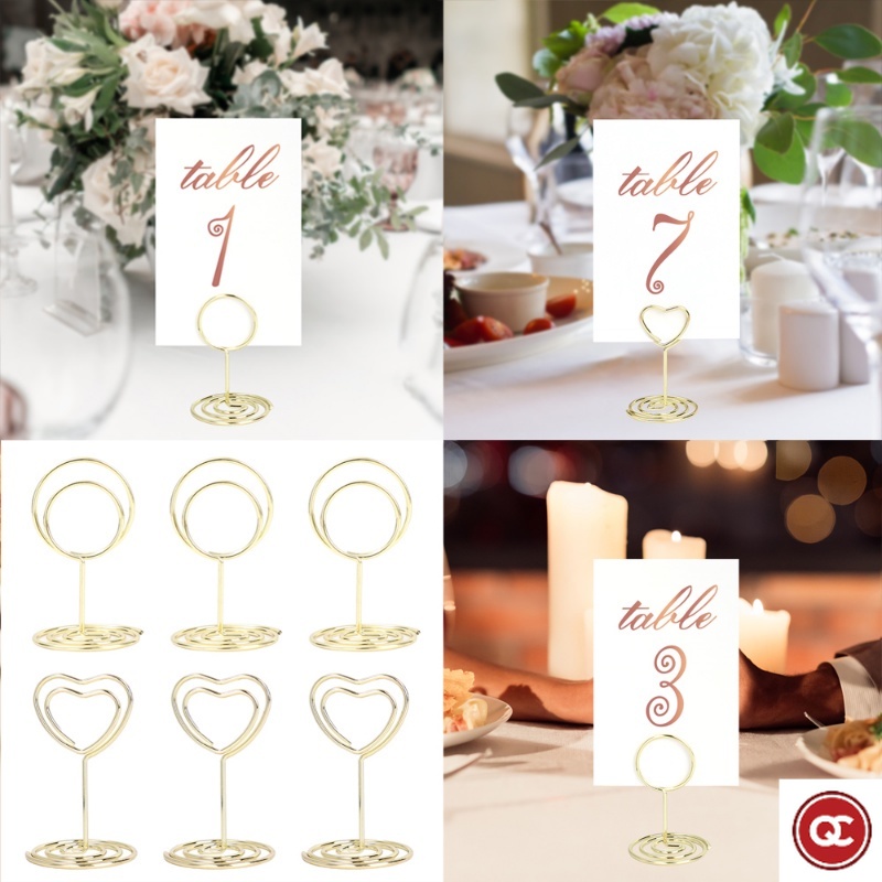 QC High-end Heart Round Place Card Holder Metallic Table Number Stand ...