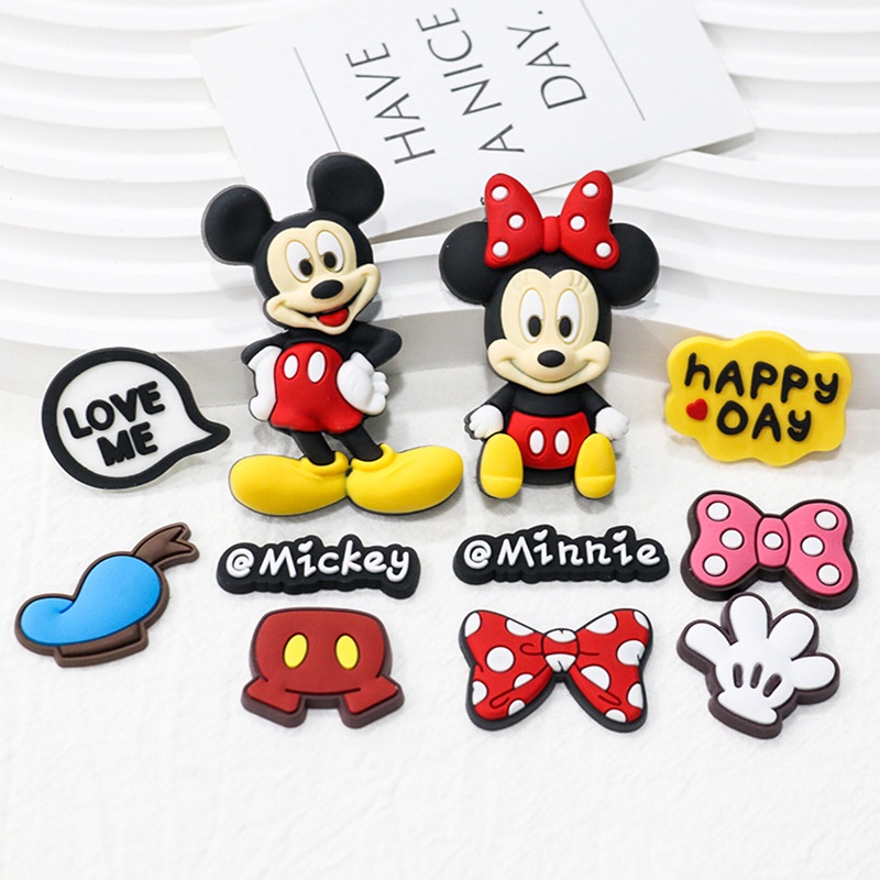 11 pcs Croc shoes Charm 3D Mickey Mouse Sticker Kids Accessories ...
