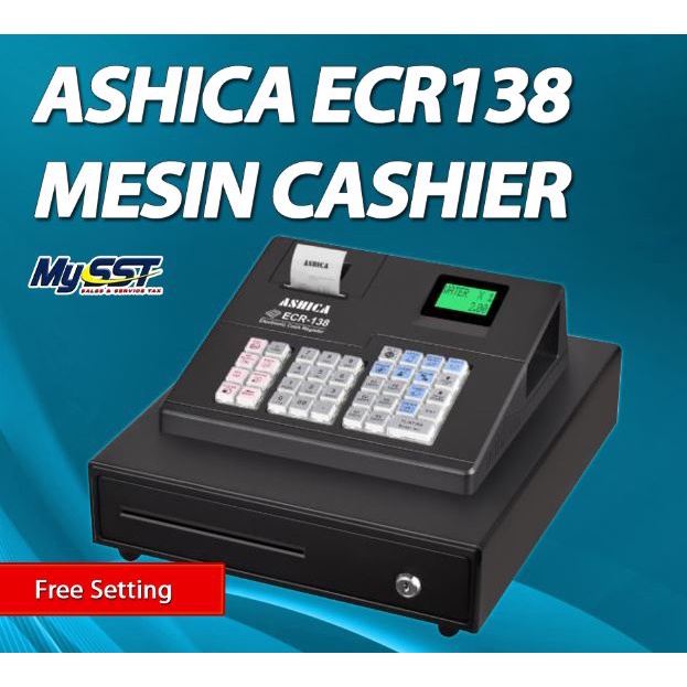 Ashica Mesin Cashier Cash Register ECR138 ECR-138 Small Compact Heavy ...