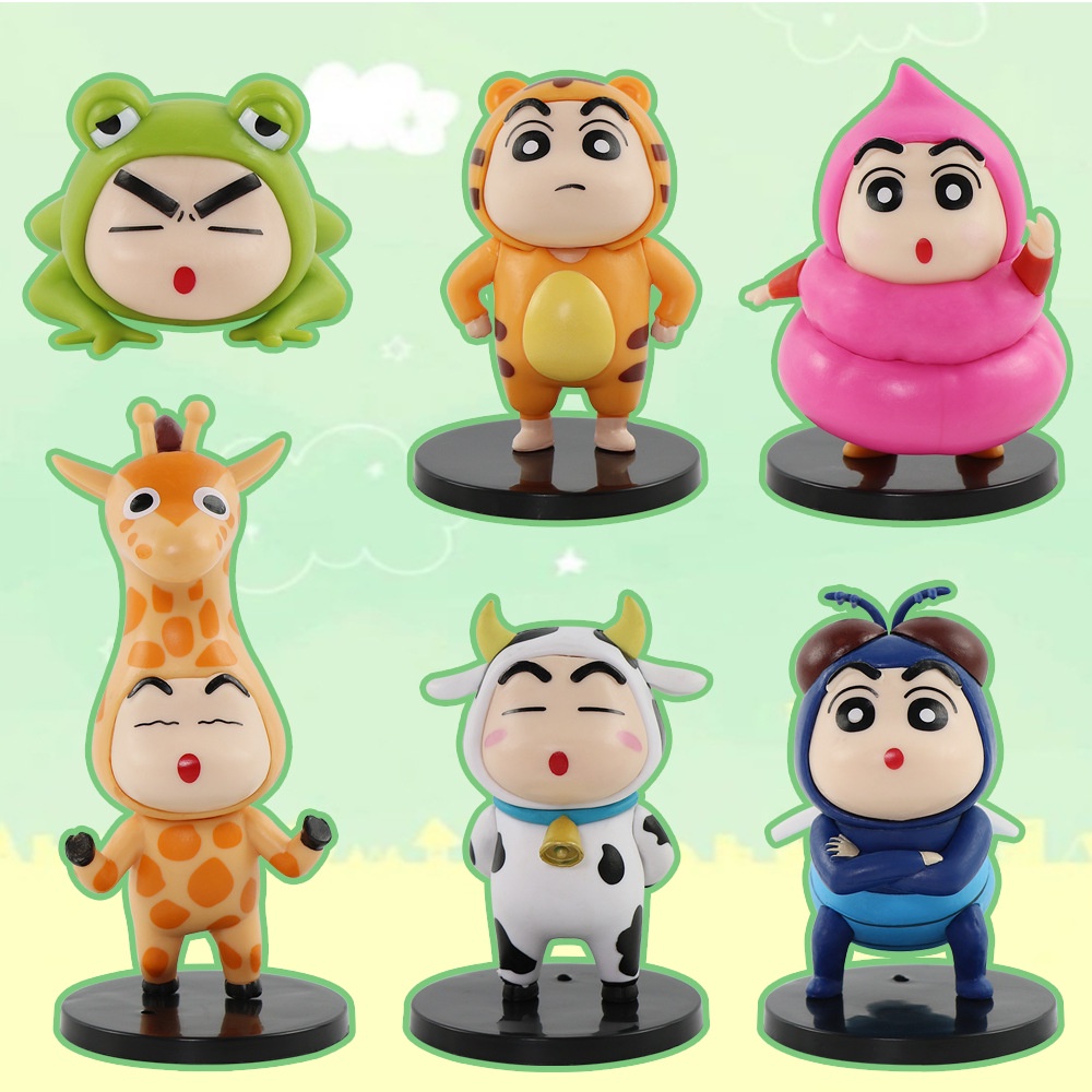 6/pcs Crayon Shin-chan Action Figure Cosplay Nohara Shiro Action Kamen ...