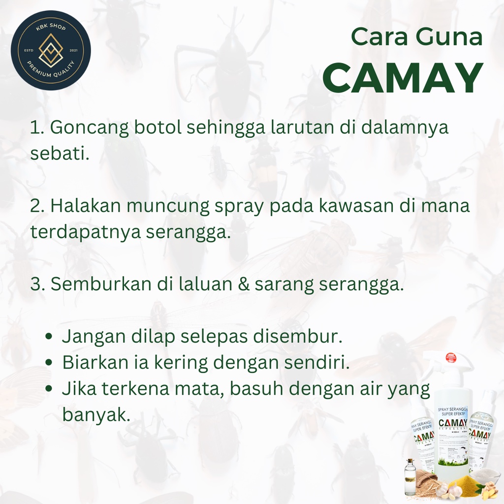 CAMAY Spray Serangga Organik Spray Lipas Semut Nyamuk Lalat Pokok Anai ...